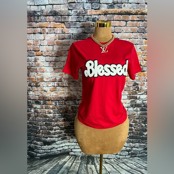 Tops | Blessed Custom Made Tshirt 3d Letters | Poshmark